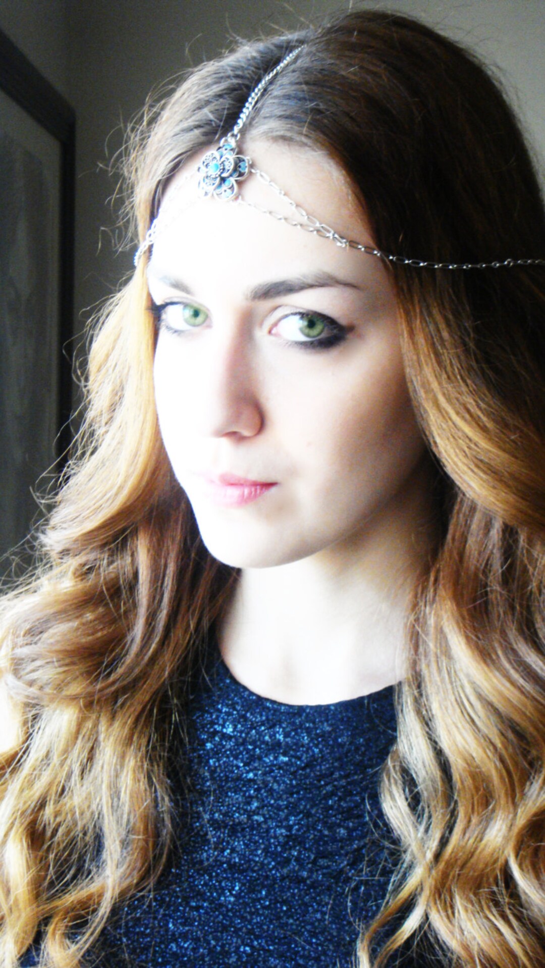 Tocado de cadena Rhea, cadena de cabeza de acero inoxidable, accesorios ...