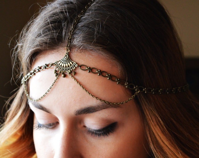 Head Chain, Vintage Head Chain, Headdress Gypsy Head Piece. Head Chain ...