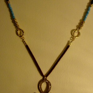 Egyptian Nile Key. Beaded Necklace. Leather Neccklace - Etsy