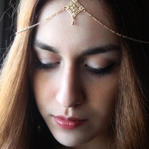 Bridal Head Chain Gold Head ChainHead chain Headdress Gypsy | Etsy