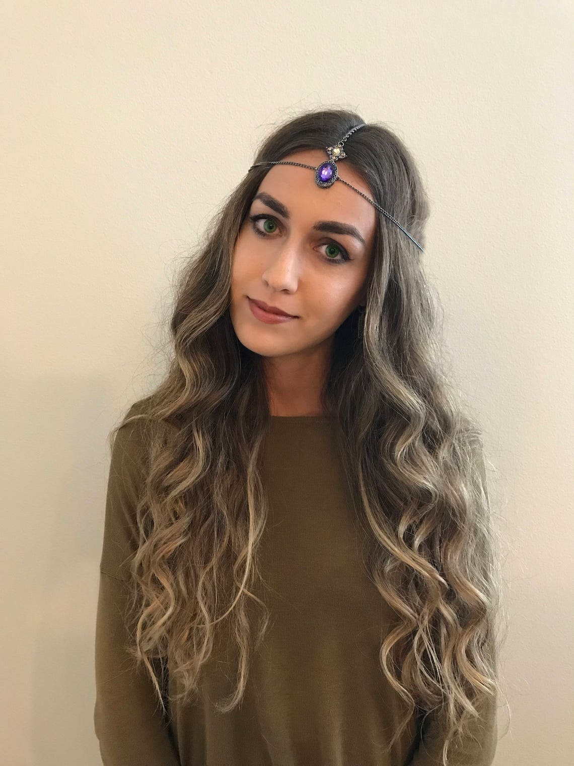 Purple Dream Head Chainheaddress Boho Head Piece Head | Etsy