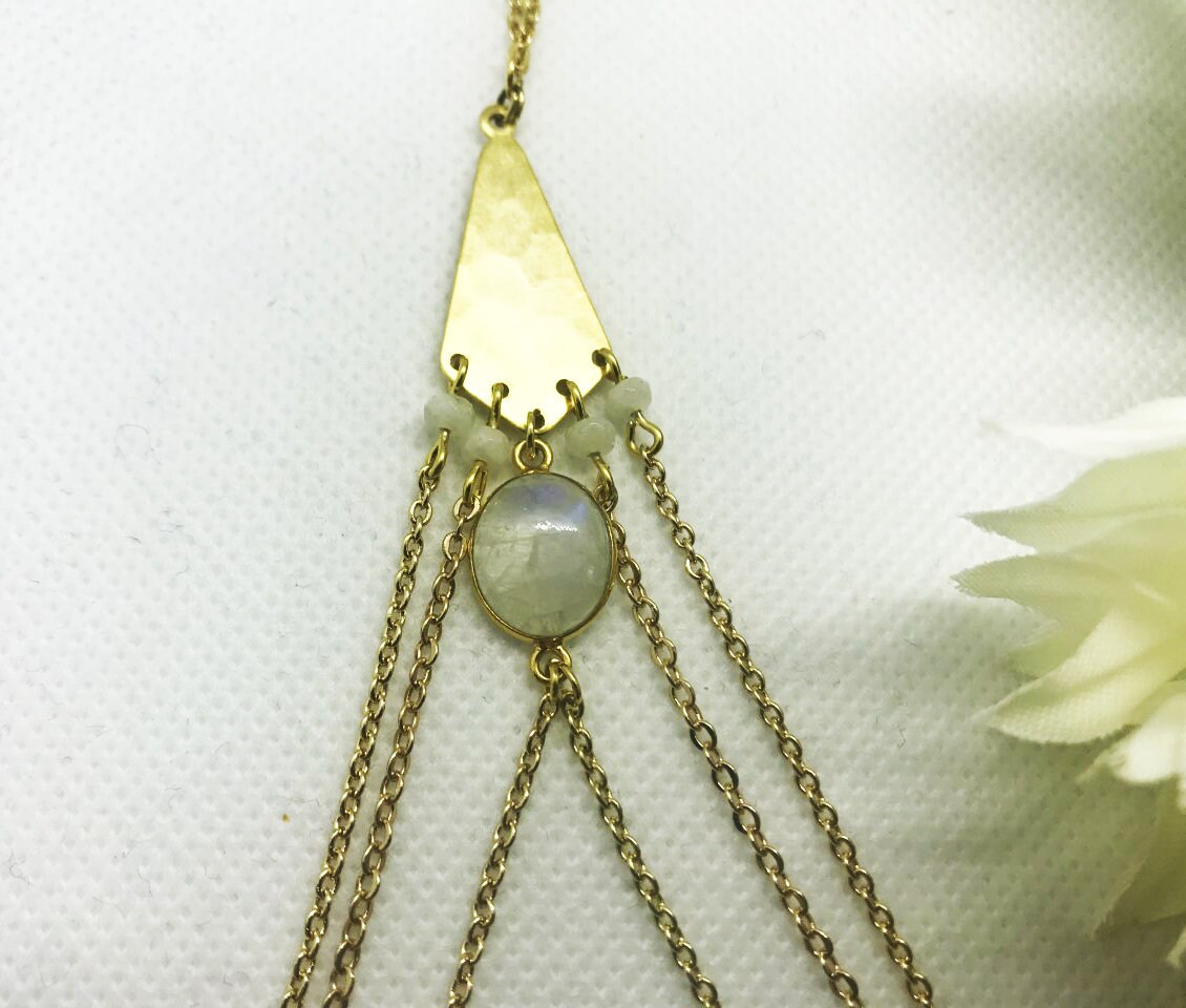 Moonlight Bracelet, 24K Gold Plated Bracelet, Natural Moonstone Hand ...