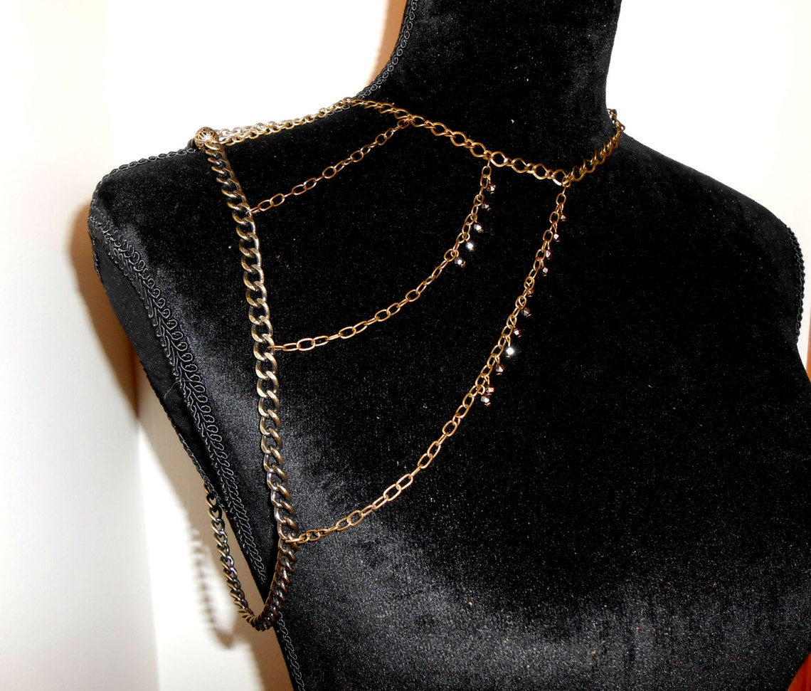 Bohemian Shoulder Armor, Bronze Chain Shoulder Jewelry, Bronze Shoulder ...