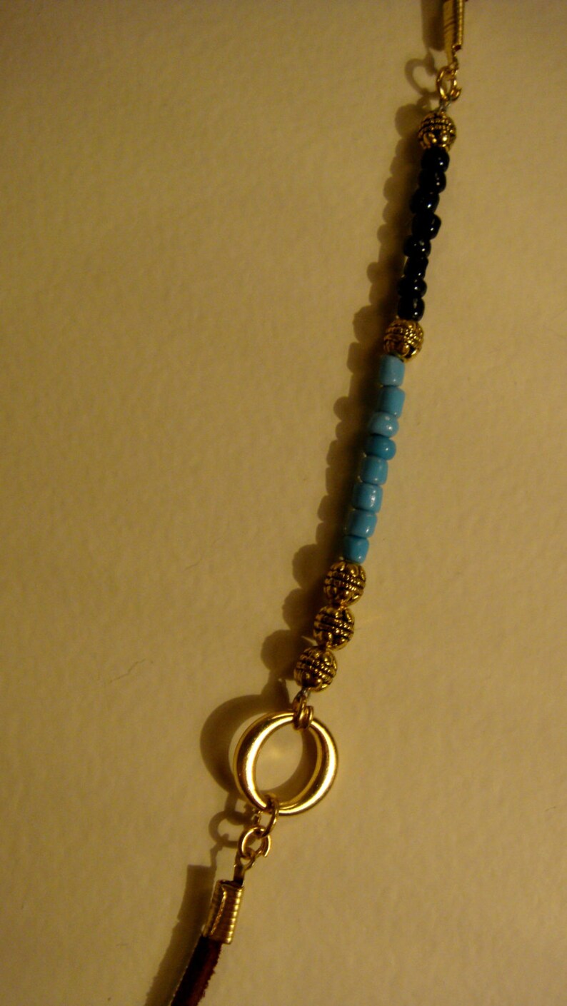 Egyptian Nile Key. Beaded Necklace. Leather Neccklace | Etsy