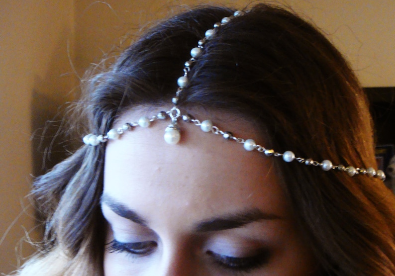 Bohemian Silver Pearl Head Chain Headpiece Vintage Head - Etsy