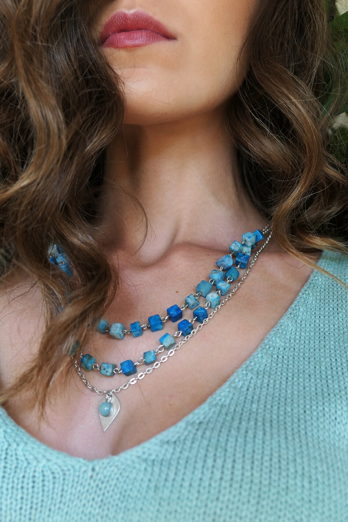 Blue Dream Necklace Sterling Silver Plated Necklace Blue | Etsy