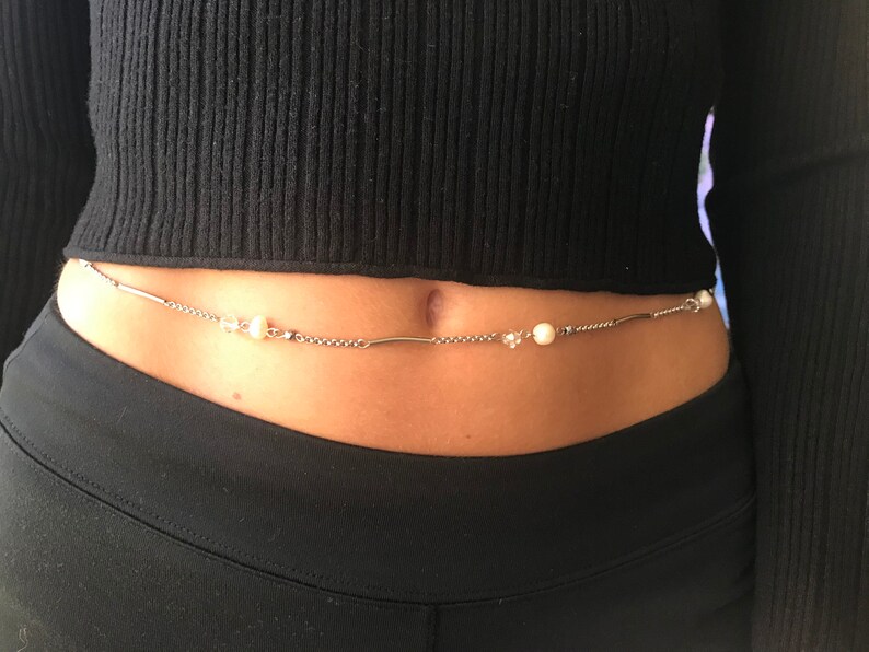 Good Luck Pearl Belly Chain Stainless Steel Belly Chain Body Etsy