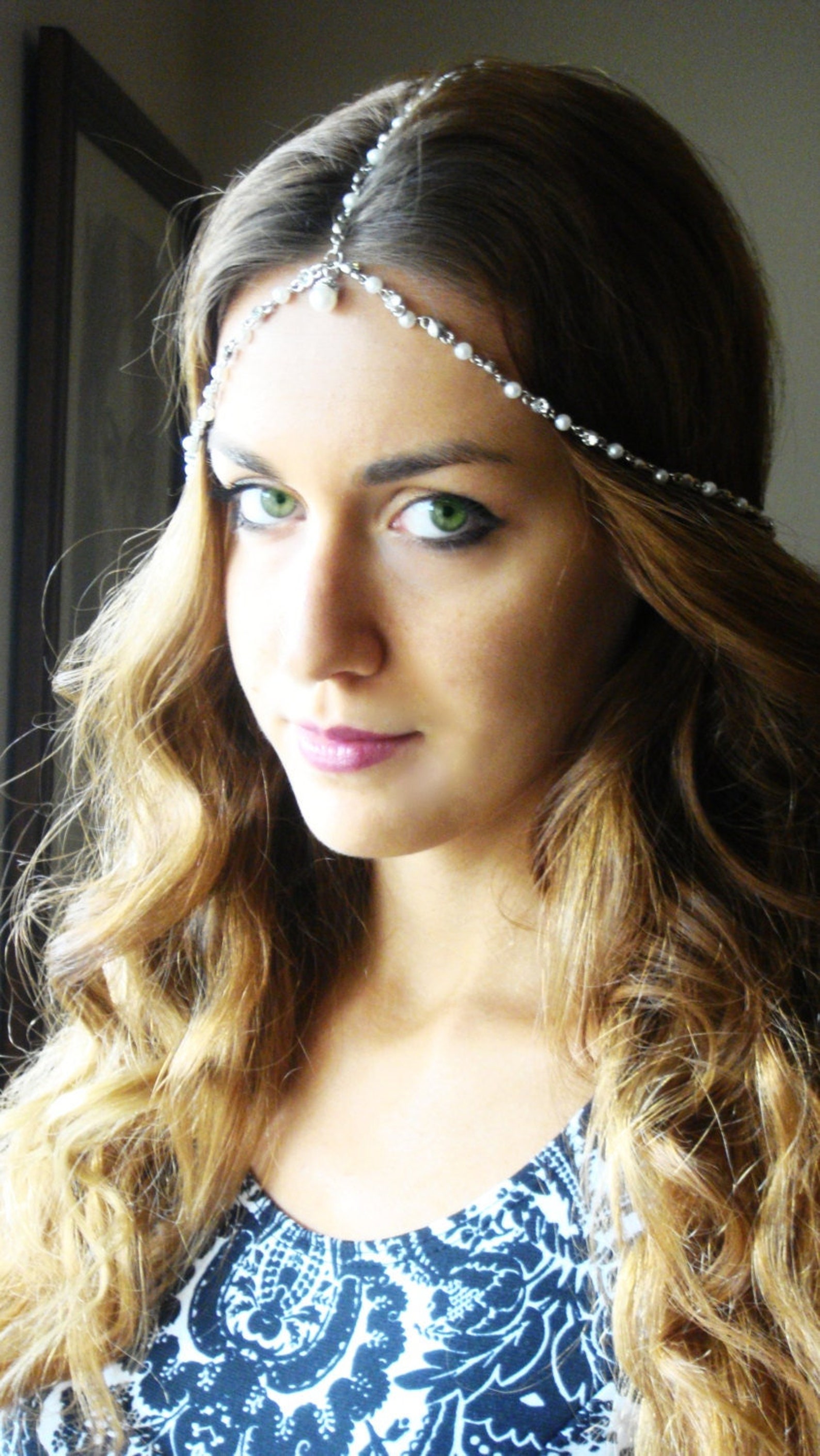 Bohemian Silver Pearl Head Chain Headpiece Vintage Head - Etsy