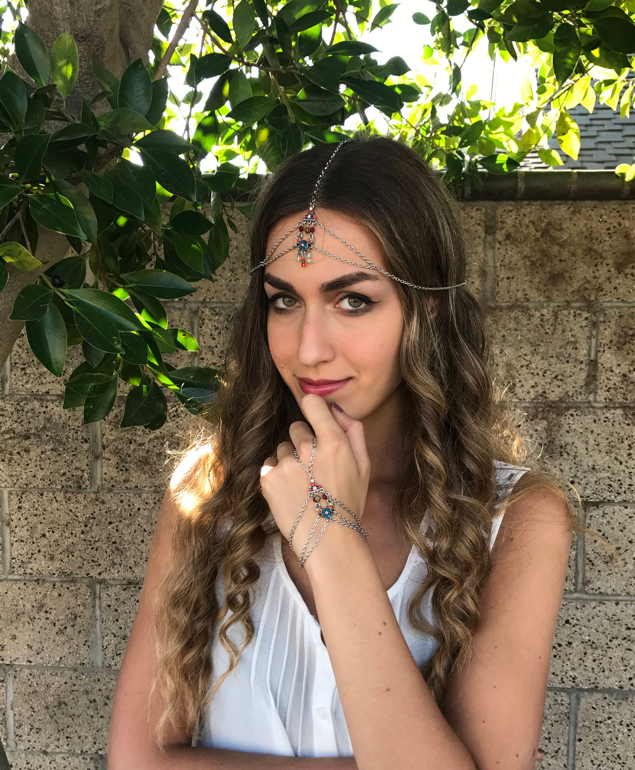 Fiesta Head Chain, Headdress, Gypsy Head Piece, Boho Bride, Beach ...