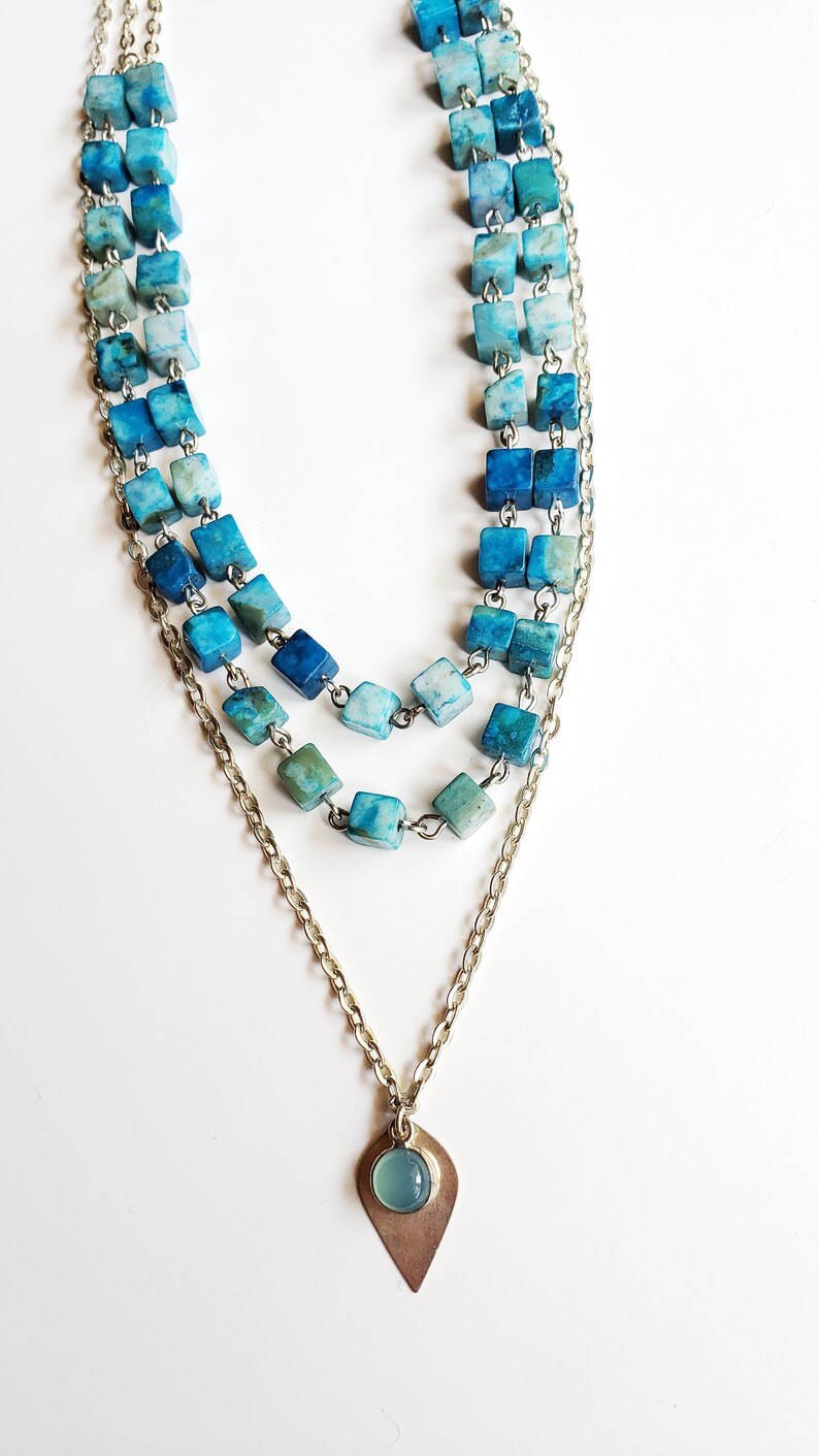 Blue Dream Necklace Sterling Silver Plated Necklace Blue - Etsy