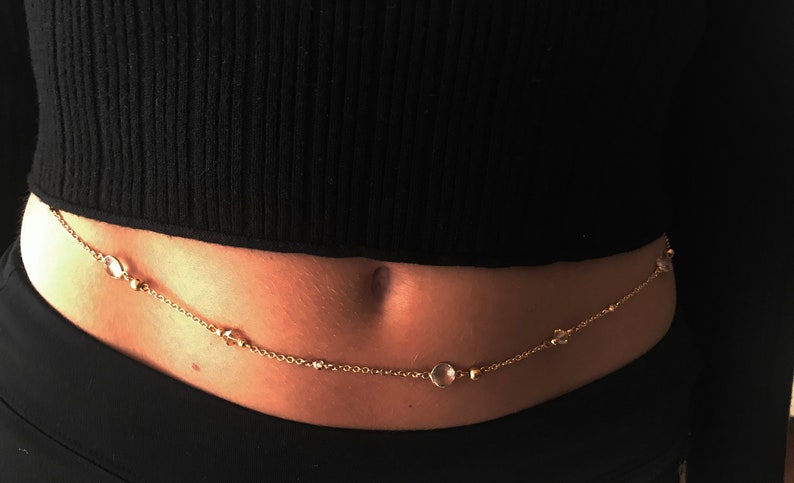 Purity Belly Chain, 24k Gold Plated Belly Chain, Body Jewelry, Beach ...