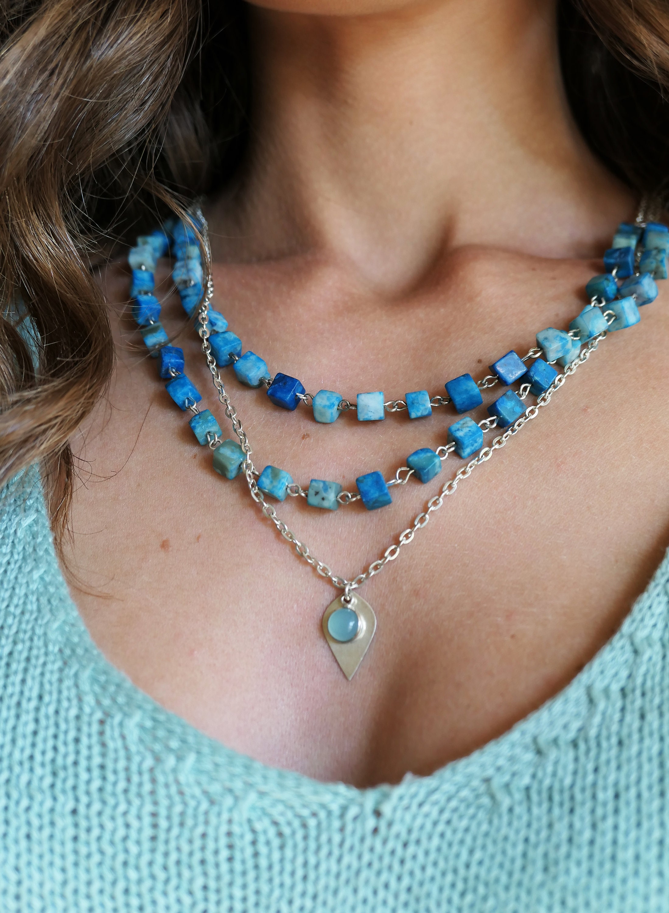 Blue Dream Necklace Sterling Silver Plated Necklace Blue | Etsy