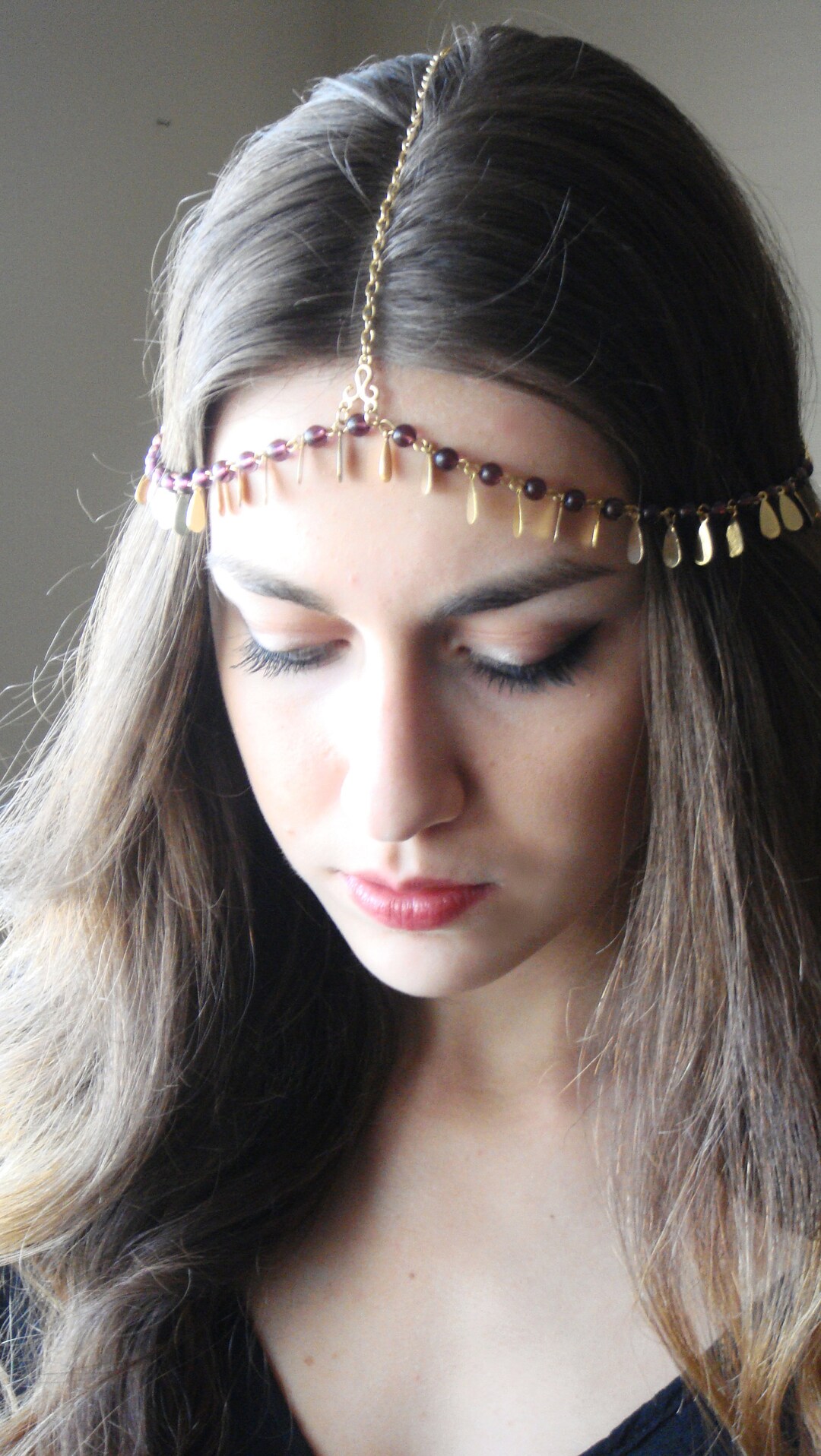 Diana Head Chain, 18K Gold Plated Chain Headpiece, Head Chain Wedding ...
