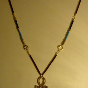 Egyptian Nile Key. Beaded Necklace. Leather Neccklace - Etsy