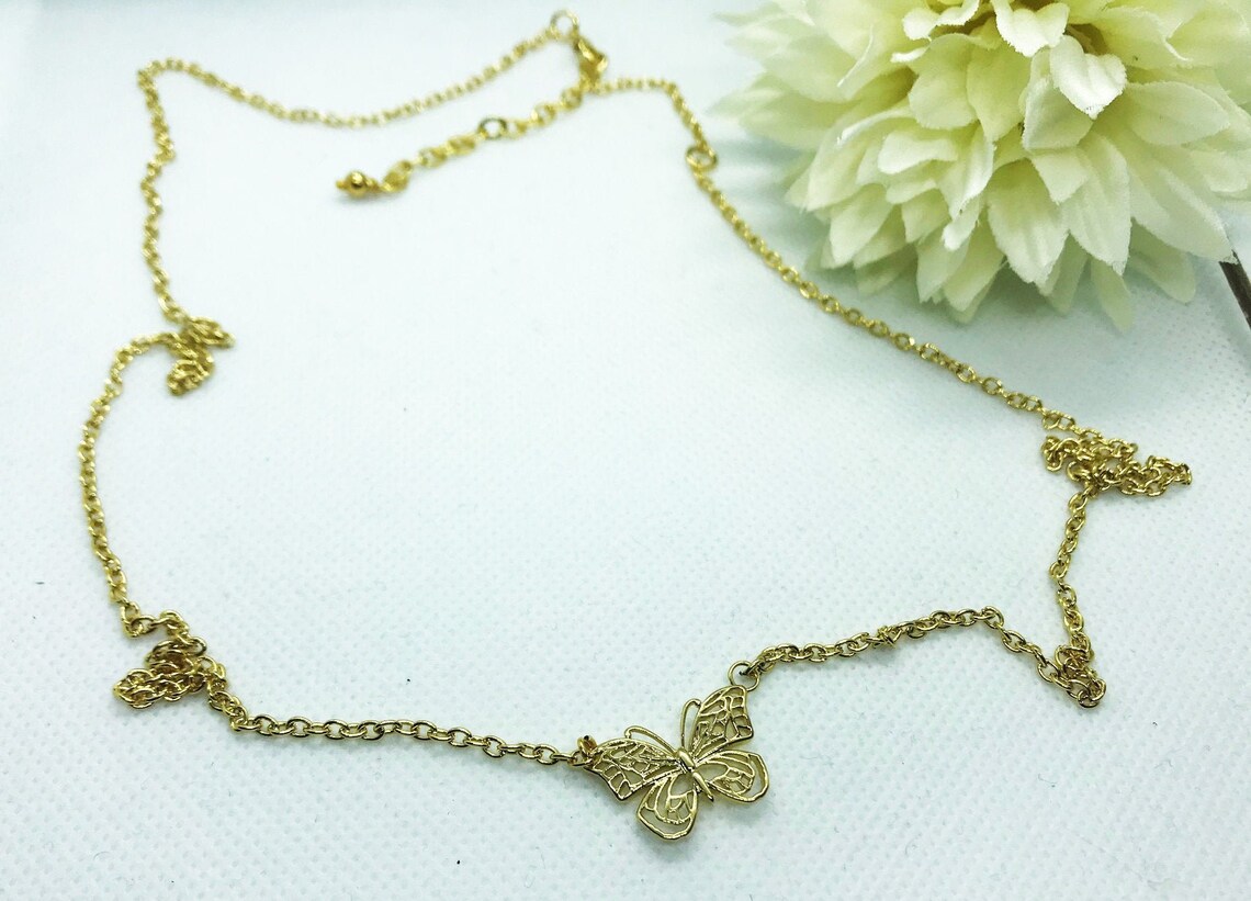 Little Butterfly Belly Chain Body Jewelry 24 K Gold Plated | Etsy