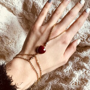 Ratnaraj Hand Chain, Natural Ruby 24K Gold Plated Hand Chain, Hand ...