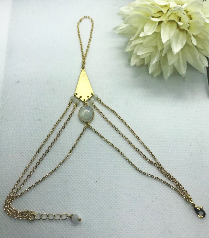 Moonlight Bracelet, 24K Gold Plated Bracelet, Natural Moonstone Hand ...