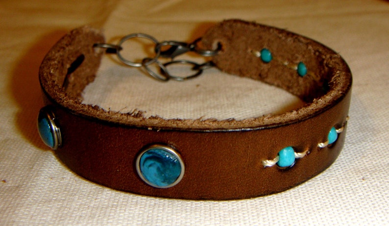 Leather Beaded Bracelet. - Etsy