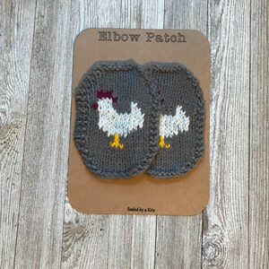 Chicken Elbow Patches, Hand Knit Elbow Patches, Hen Patches, Hen Elbow ...