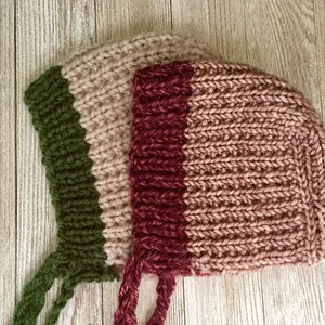 Two-color Knit Baby Bonnet Pattern: Beginner-friendly PDF (newborn to 3 ...