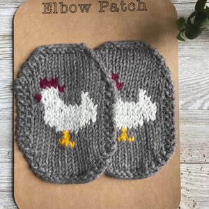 Chicken Elbow Patches, Hand Knit Elbow Patches, Hen Patches, Hen Elbow ...