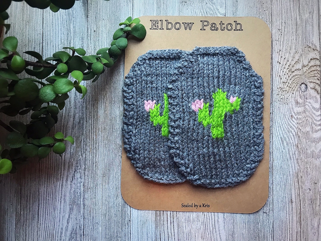Cactus Elbow Patches, Hand Knit Elbow Patches Plants, Cactus,succulent ...