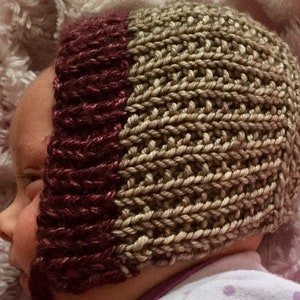 Two-color Knit Baby Bonnet Pattern: Beginner-friendly PDF (newborn to 3 ...