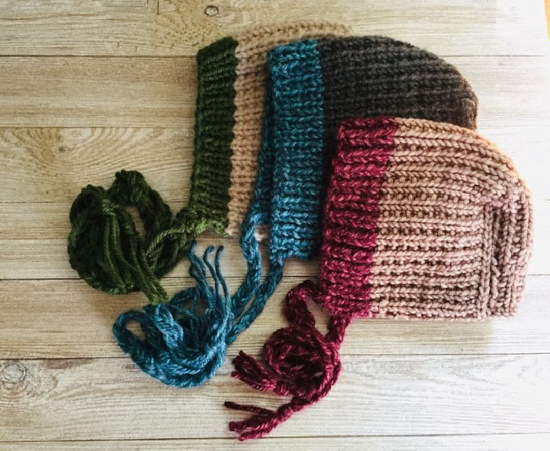 Simple Baby Bonnet Pattern Knit PDF, Bonnet Knitting Pattern, Two Color ...