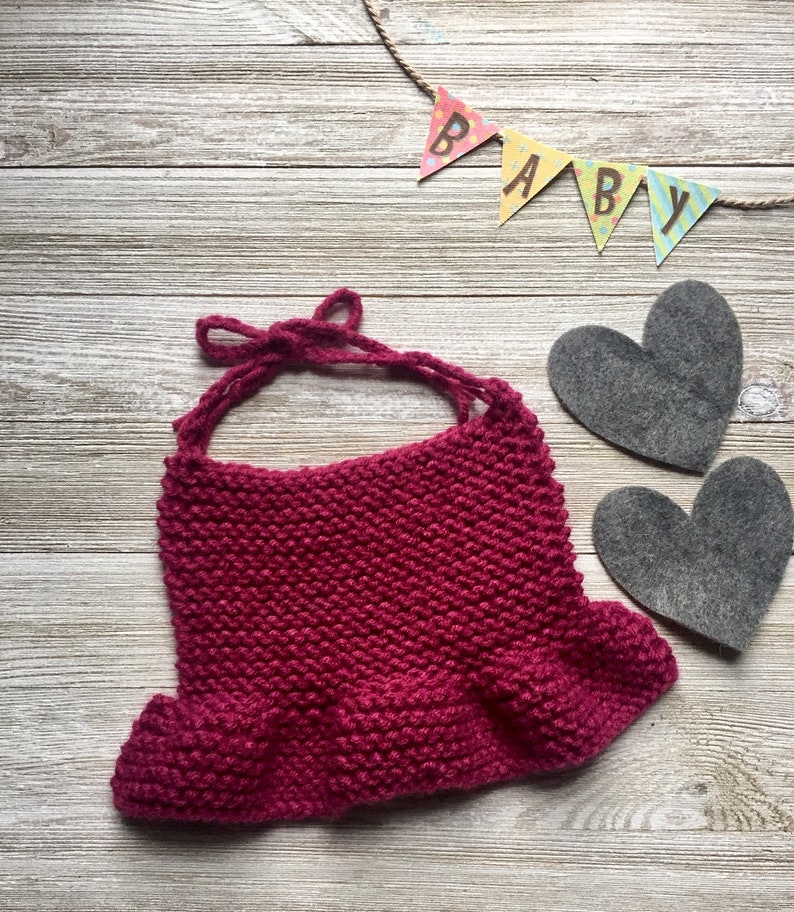 Simple baby knit bib pattern Baby girls knit pattern | Etsy