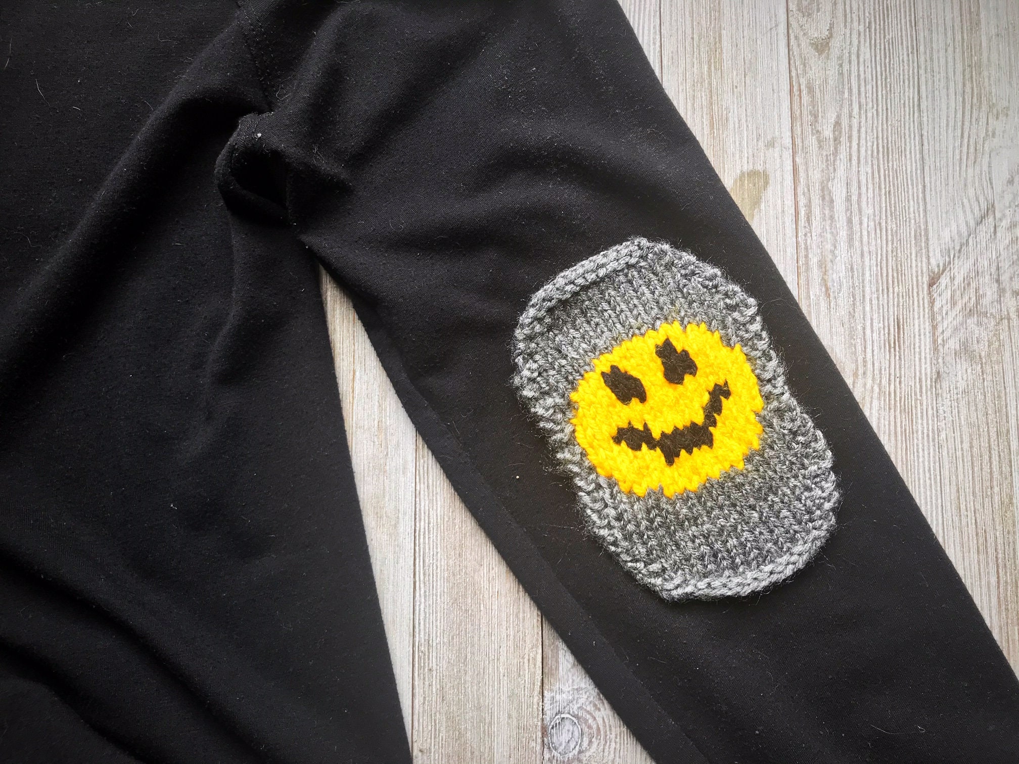 Emoji Elbow Patches Hand Knit Elbow Patches Smiley Face | Etsy