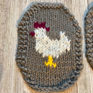 Chicken Elbow Patches, Hand Knit Elbow Patches, Hen Patches, Hen Elbow ...