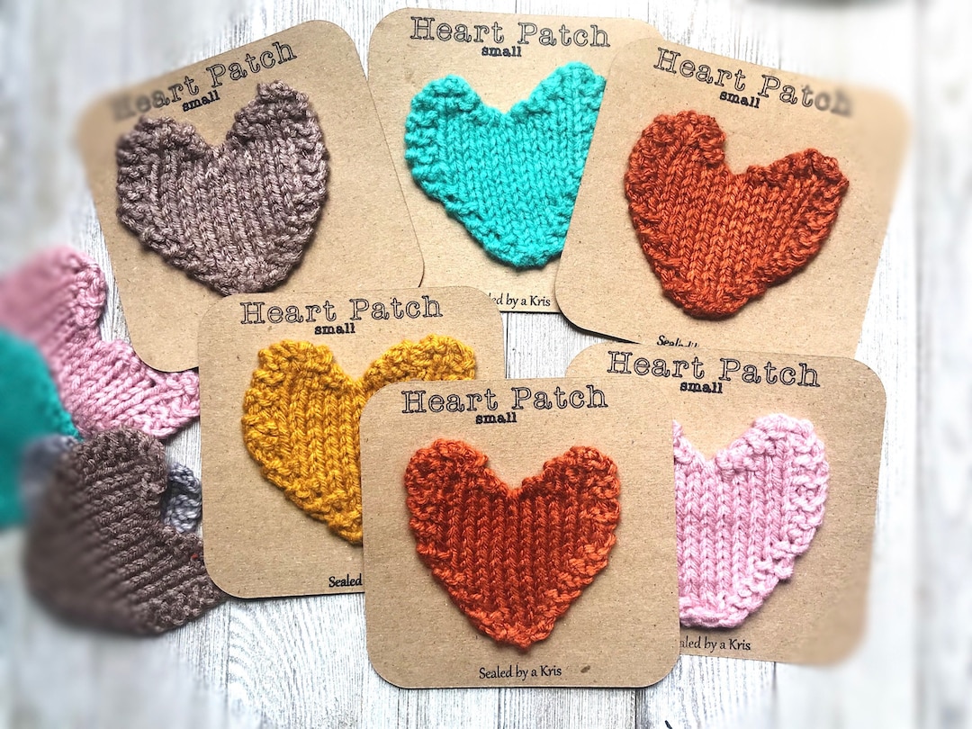 Heart Patch, Valentine, Hand Made Patch, Colorful Patch, Hand Knitted ...