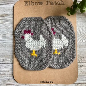 Chicken Elbow Patches, Hand Knit Elbow Patches, Hen Patches, Hen Elbow ...