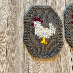 Chicken Elbow Patches, Hand Knit Elbow Patches, Hen Patches, Hen Elbow ...