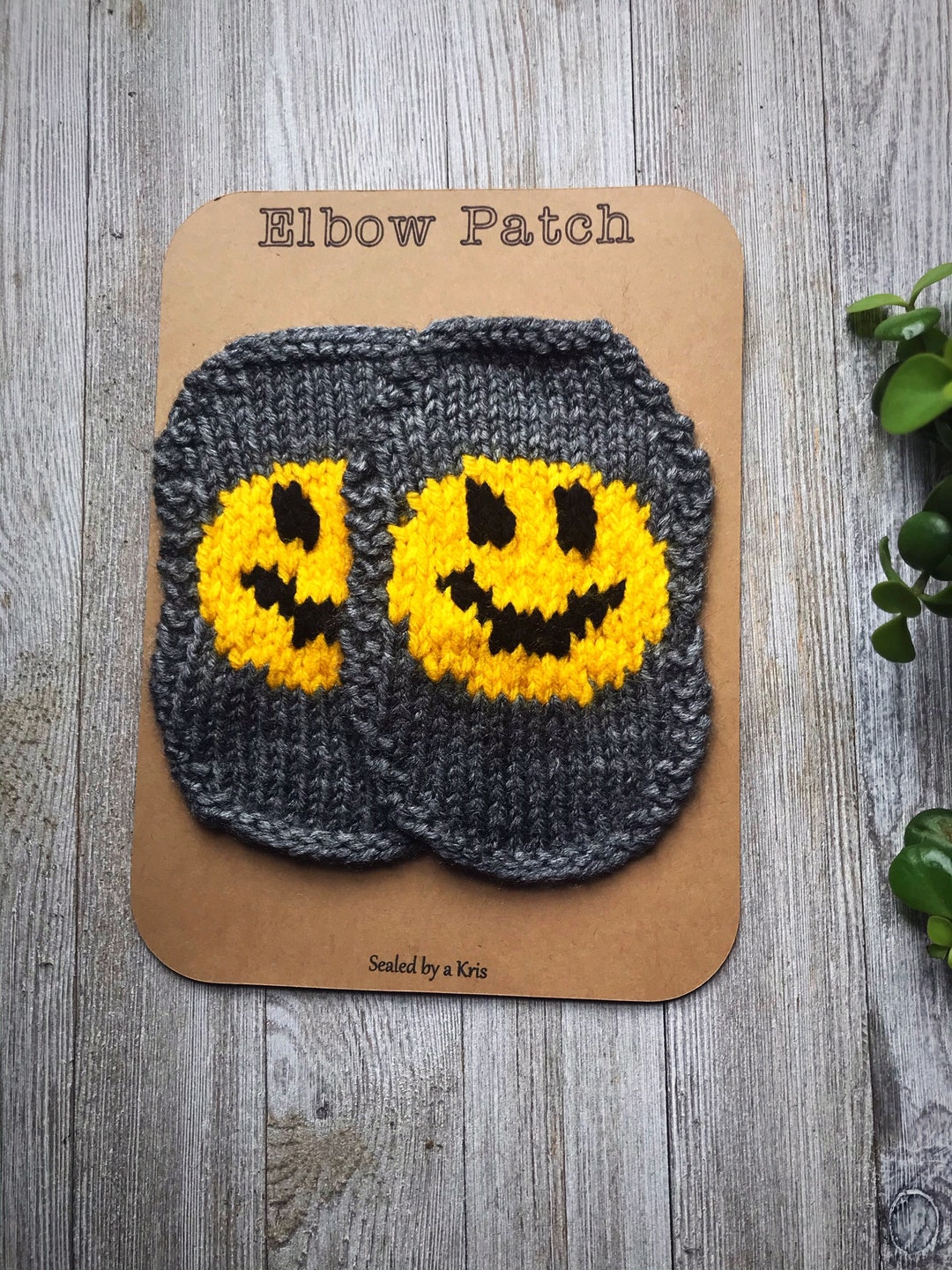 Emoji Elbow Patches, Hand Knit Elbow Patches, Smiley Face Patch, Happy ...