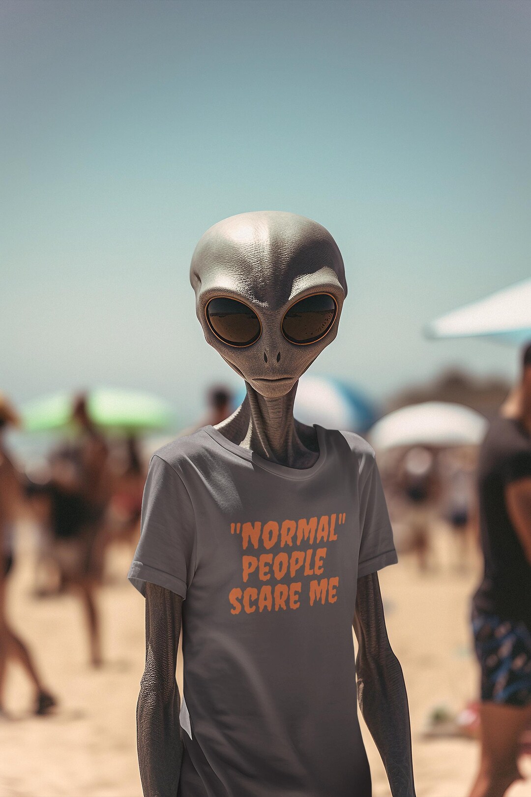 Normal People Scare Me Tee Crew Neck Goth Unique Dark Horror Font Funny ...