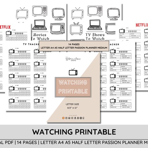 Movie & TV Show Tracker Printable - Etsy