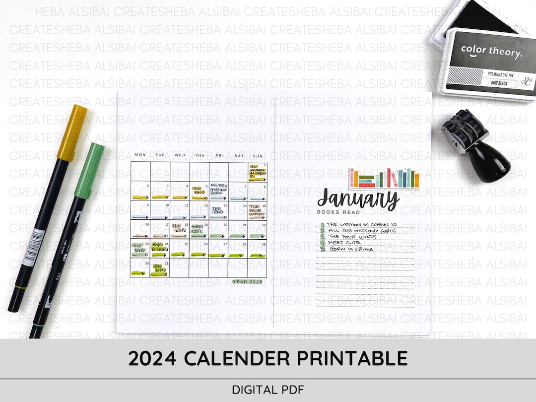 Bullet Journal Calendar 2024 | Printable - Etsy