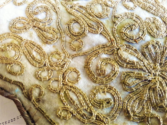 Antique Reticule Gold Metallic Embroidered Evening Pu… - Gem