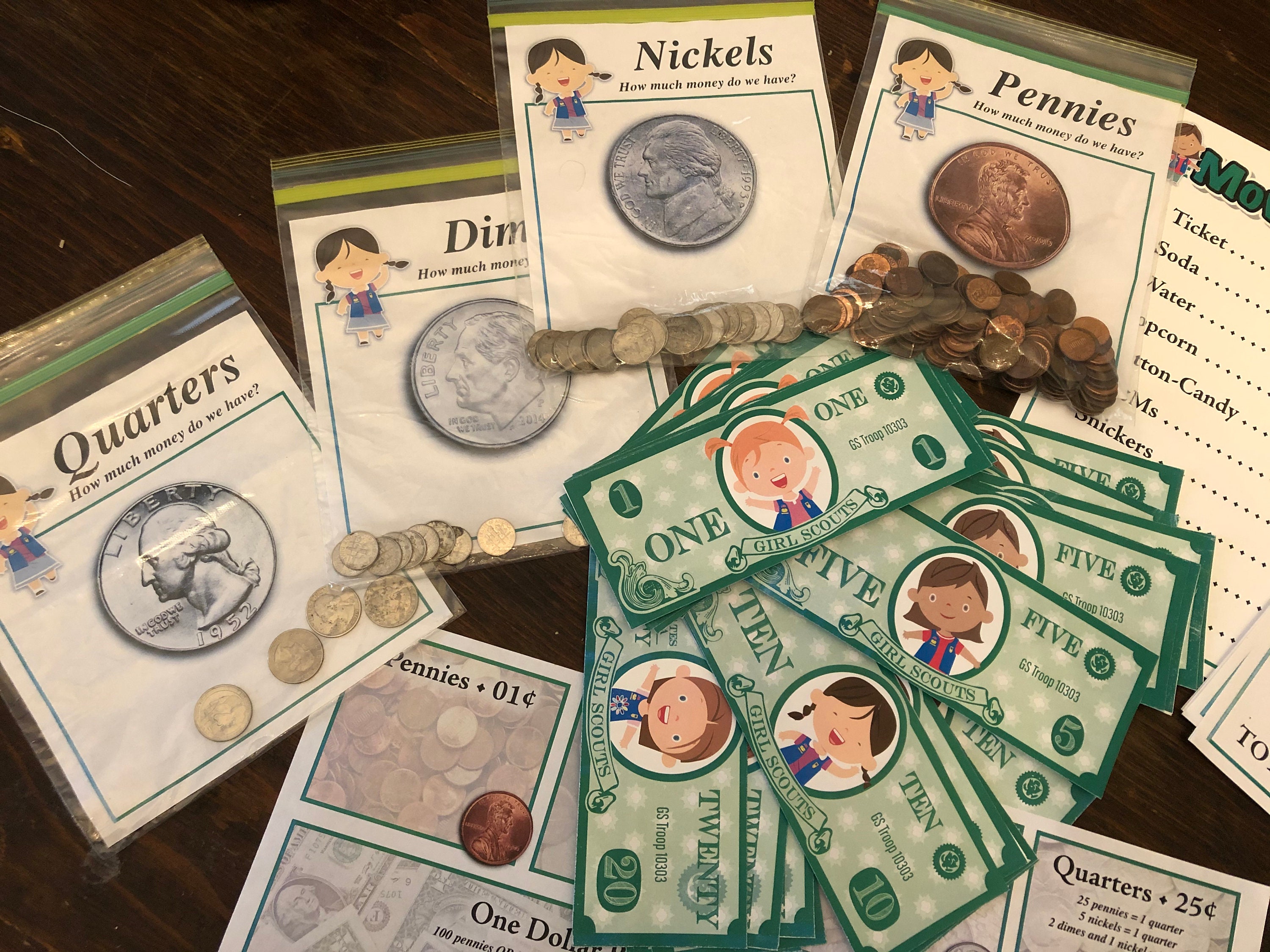 Girl Scouts Learning: "money Counts" Play Money / Digital Download - Etsy