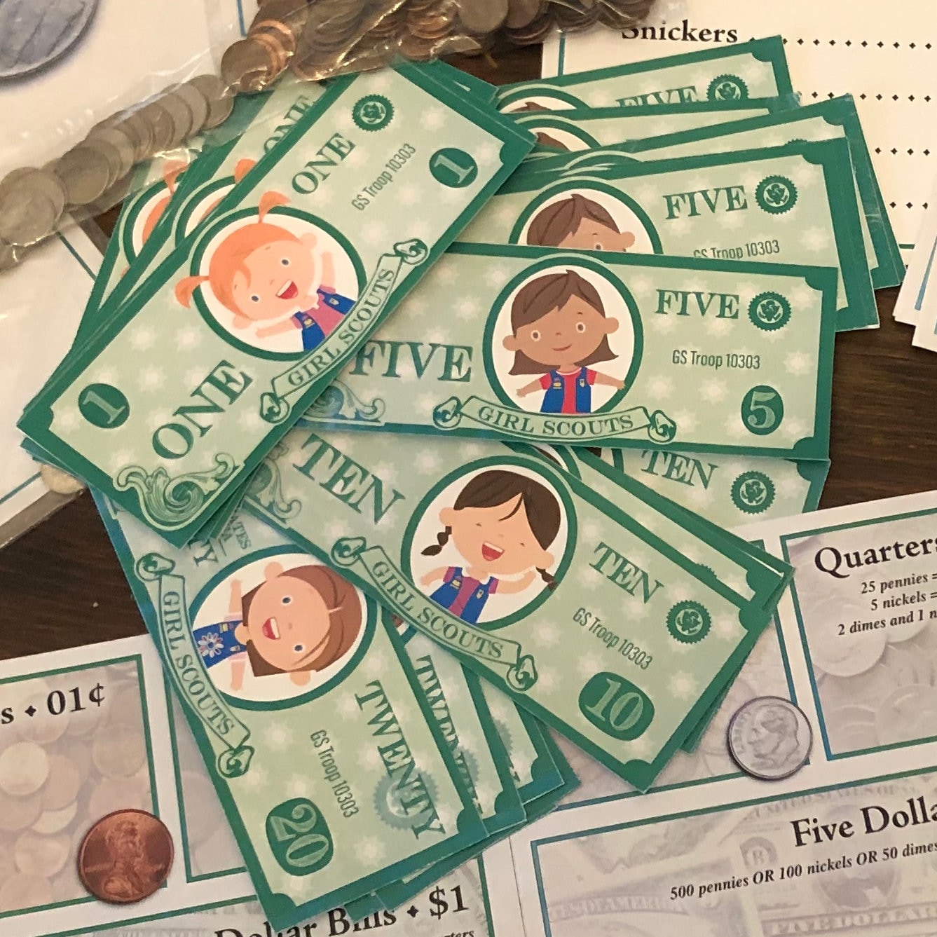 Girl Scouts Learning: "money Counts" Play Money / Digital Download - Etsy