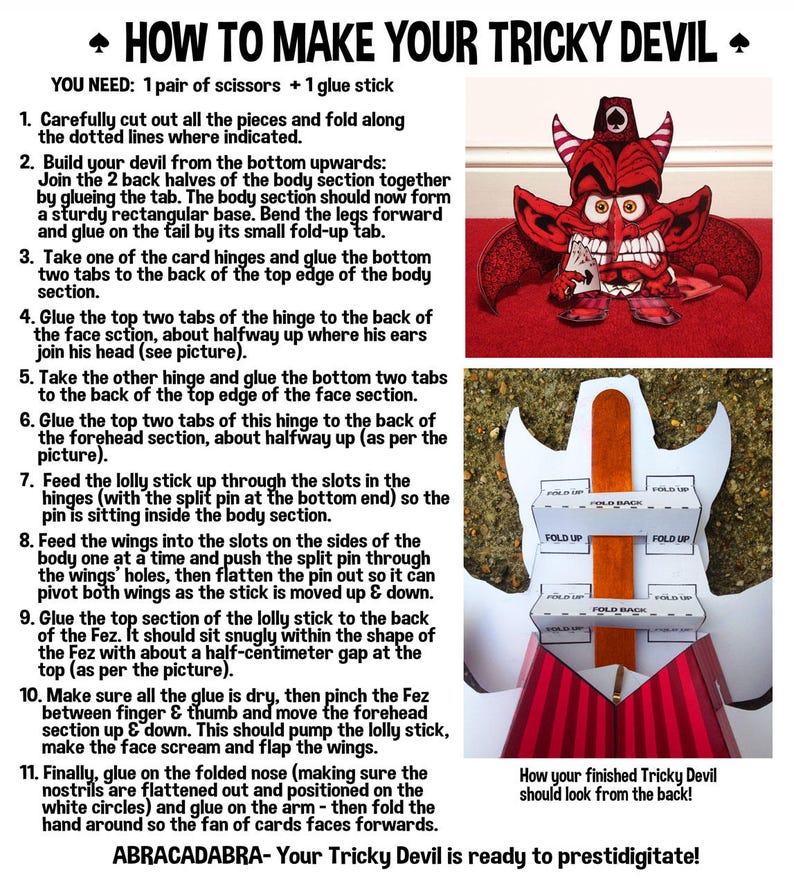 Tricky Devil Cut-out 'n' Kreep Papercraft Kit. - Etsy