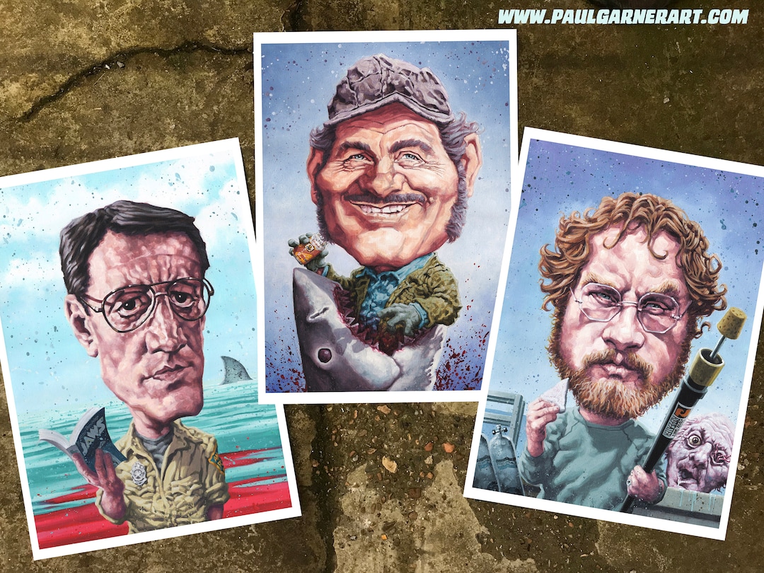 Set of 3 JAWS Signed Art Prints A4 Size - Chief Brody, Quint & Hooper ...