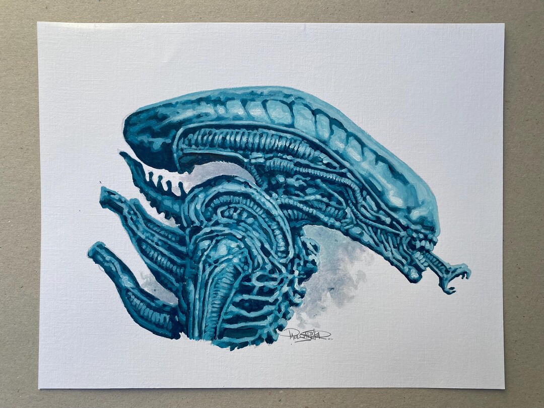 ORIGINAL ART - the Xenomorph From ALIEN Acrylic Painting - 35cm X 27cm ...