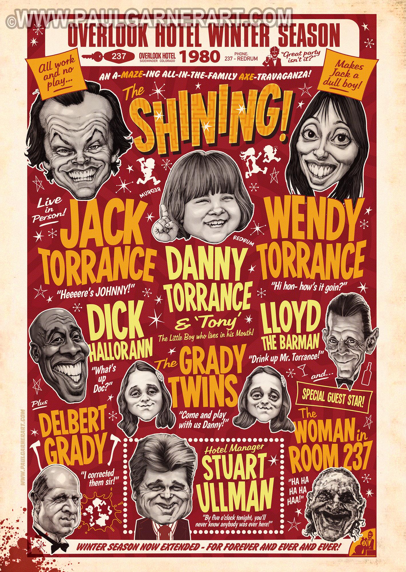 Set of 4 Comedy Variety Posters JAWS, the Shining, A Clockwork Orange ...