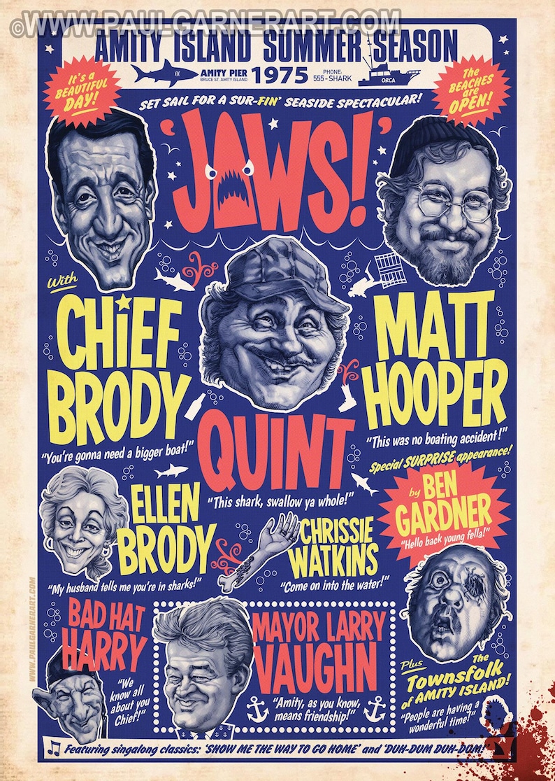 Set of 4 Comedy Variety Posters JAWS, the Shining, A Clockwork Orange ...