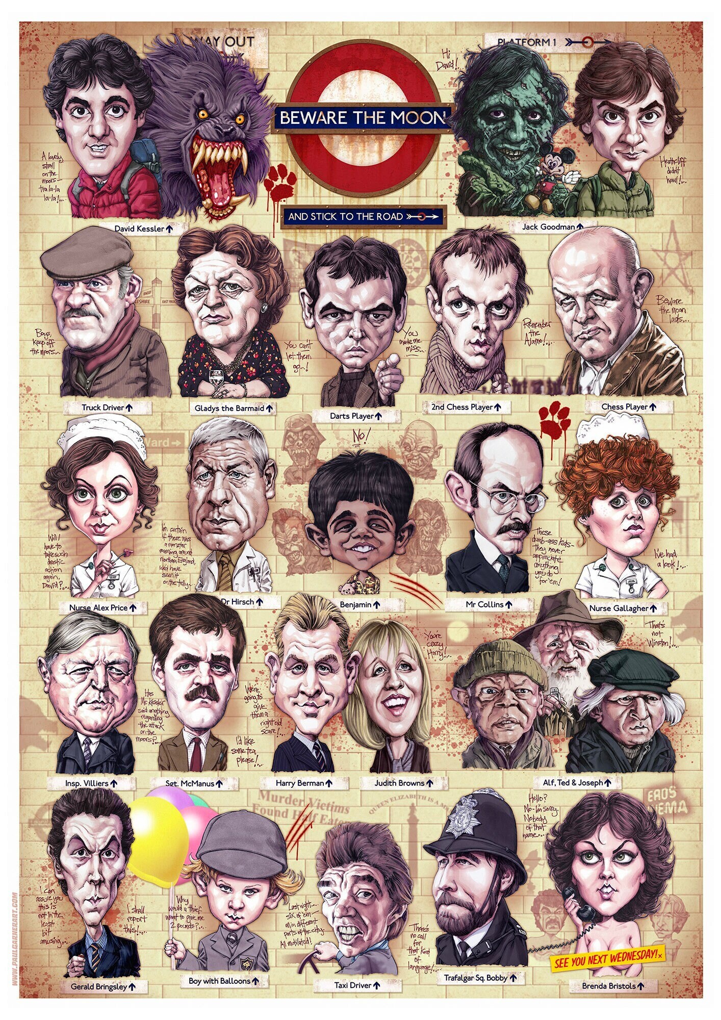 An American Werewolf in London 'beware the Moon' 16.5 X 11.75 420mm X ...