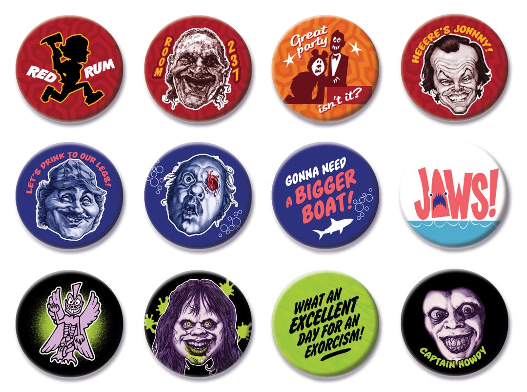 Set of 4 Pin Badges- JAWS - the Shining - the Exorcist - Etsy