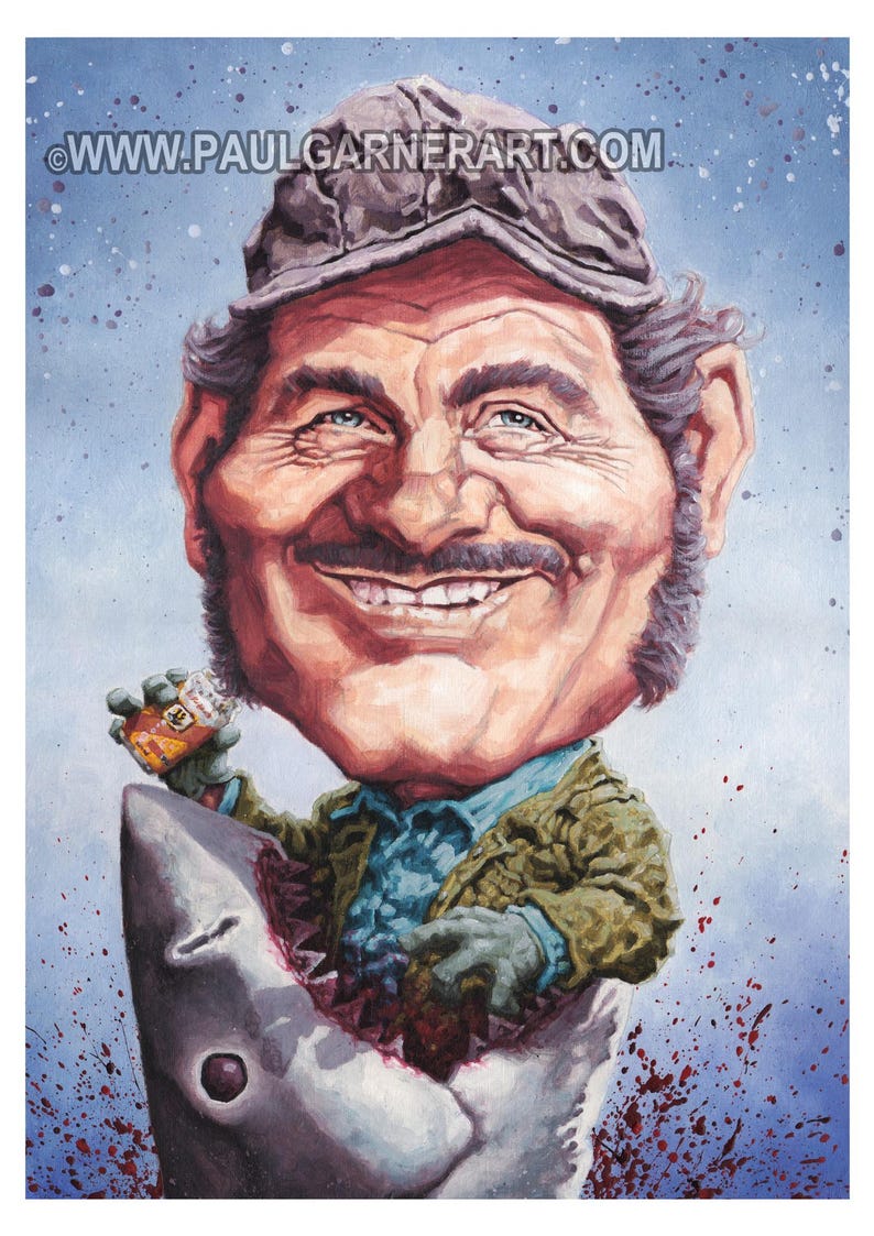 Quint From Jaws - 42cm X 30cm Signed Art Print - Etsy
