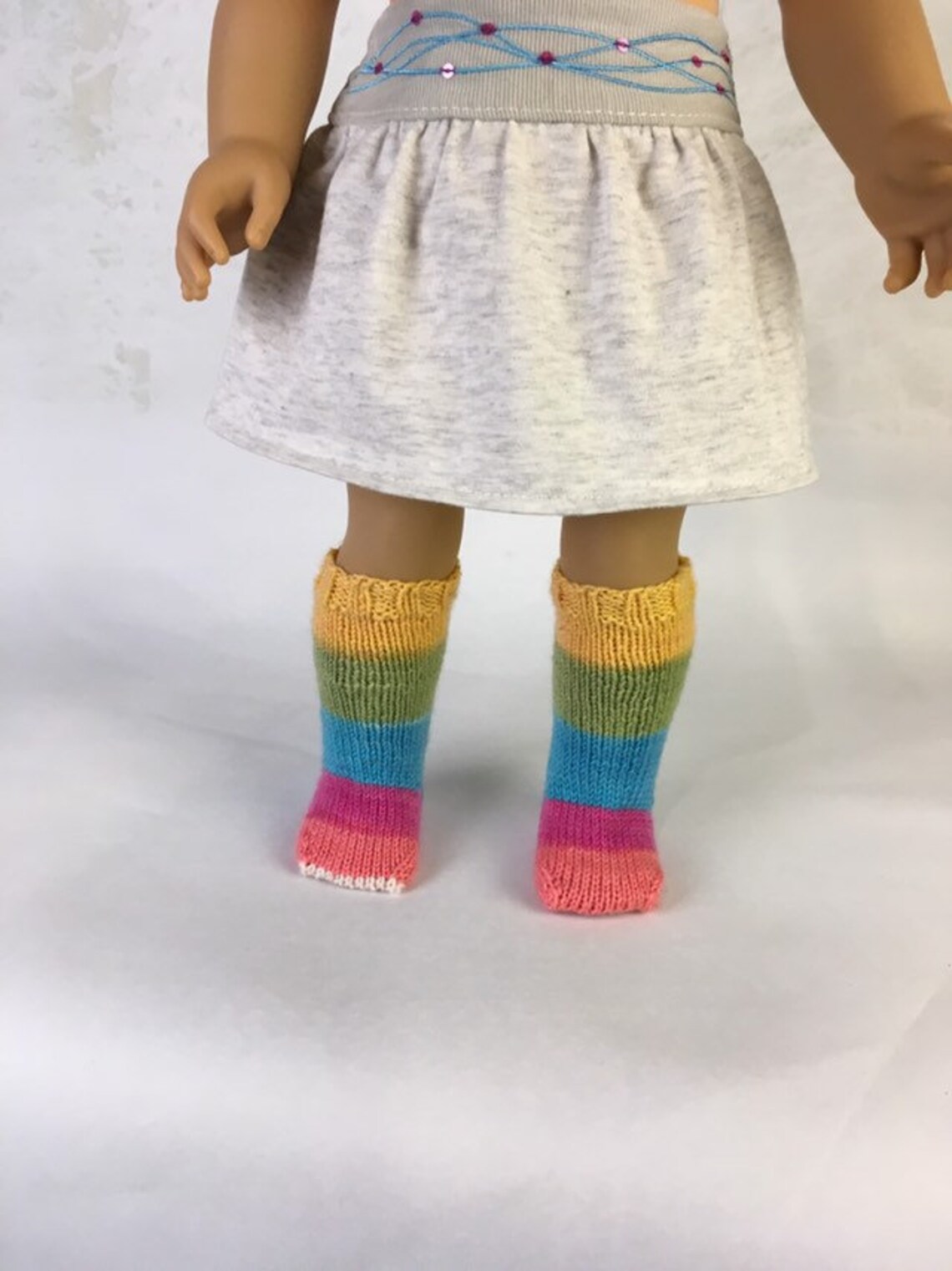 Knee Socks, Hand Knit Doll Socks, American Made for Girl Doll, 18" Doll ...